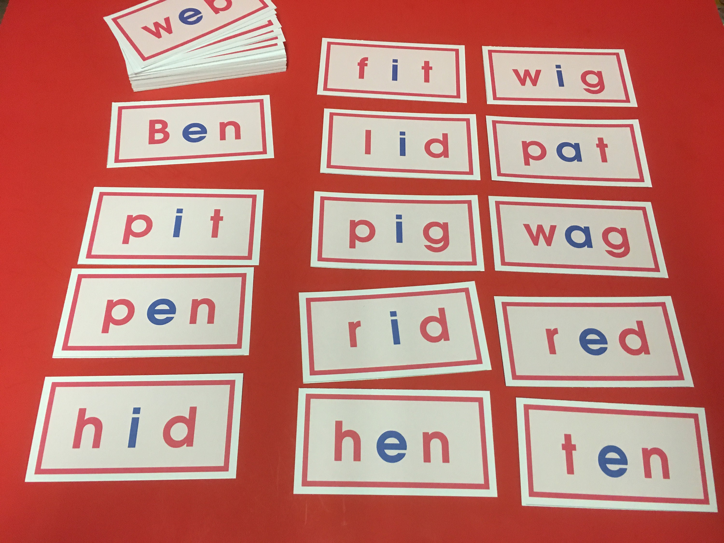 Pink Series Montessori - CVC WORD FAMILIES Flash Cards - 150 Card Set ...