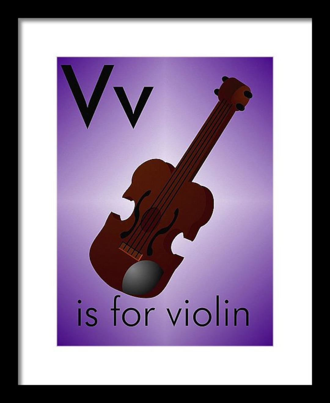 V is for Violin, Wall Flashcards, Nursery Print, Instant Download, Kids ...