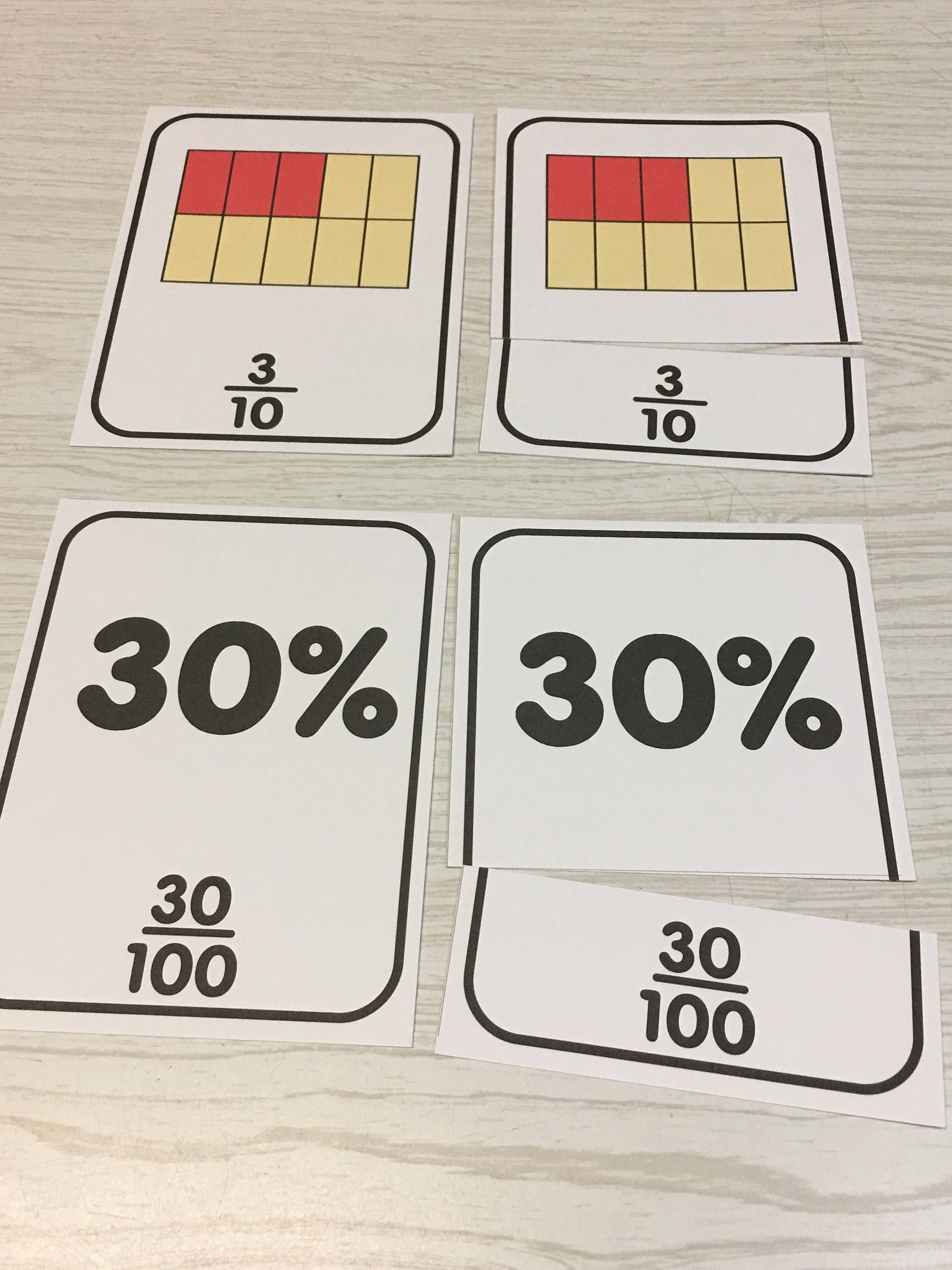 Fractions Match: Three Part Card Set for Learning Centers - Etsy