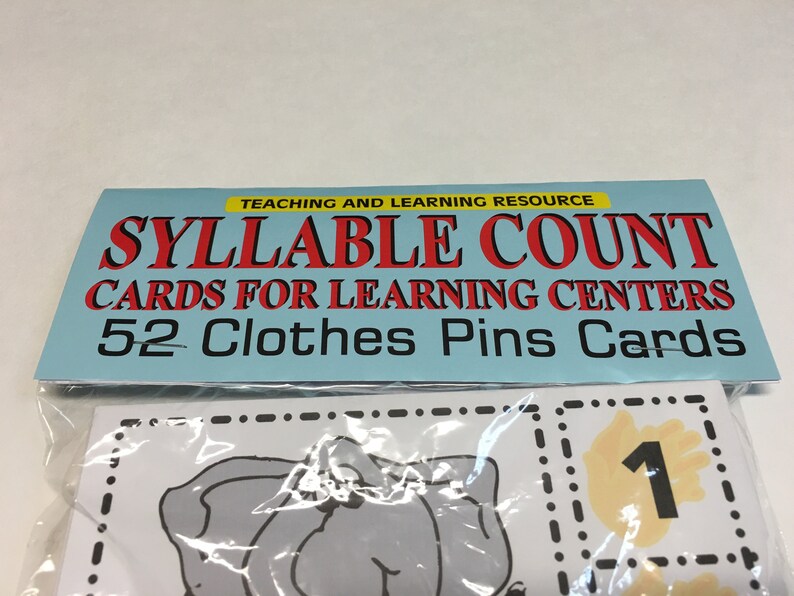 Syllable Count - Cards for Learning Center - 52 Clothes Pin Cards ...