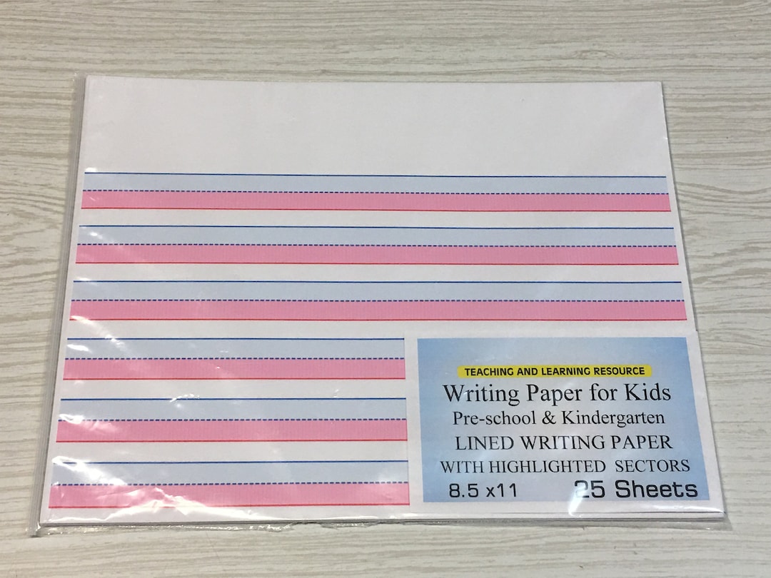Writing Paper for Kids - Lined Writing Paper With Pink Highlighting ...