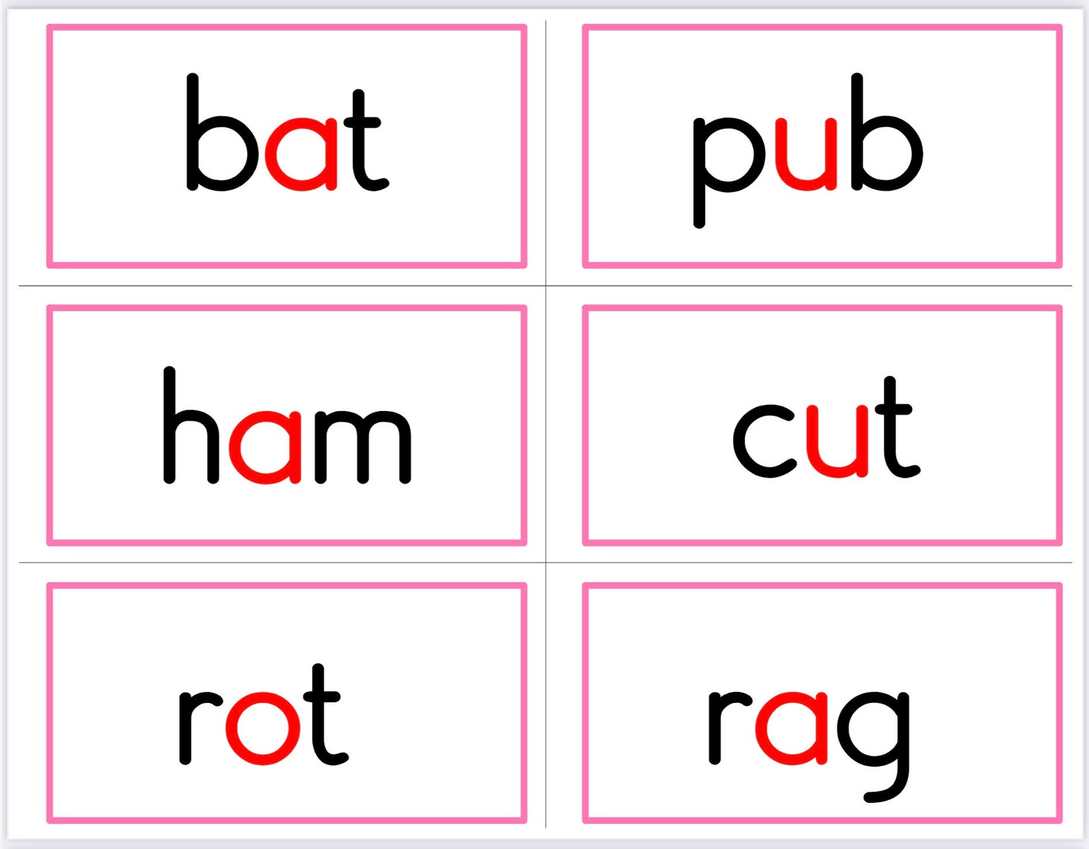 Pink Series - 24 CVC Word Families Booklets- Montessori Material for ...