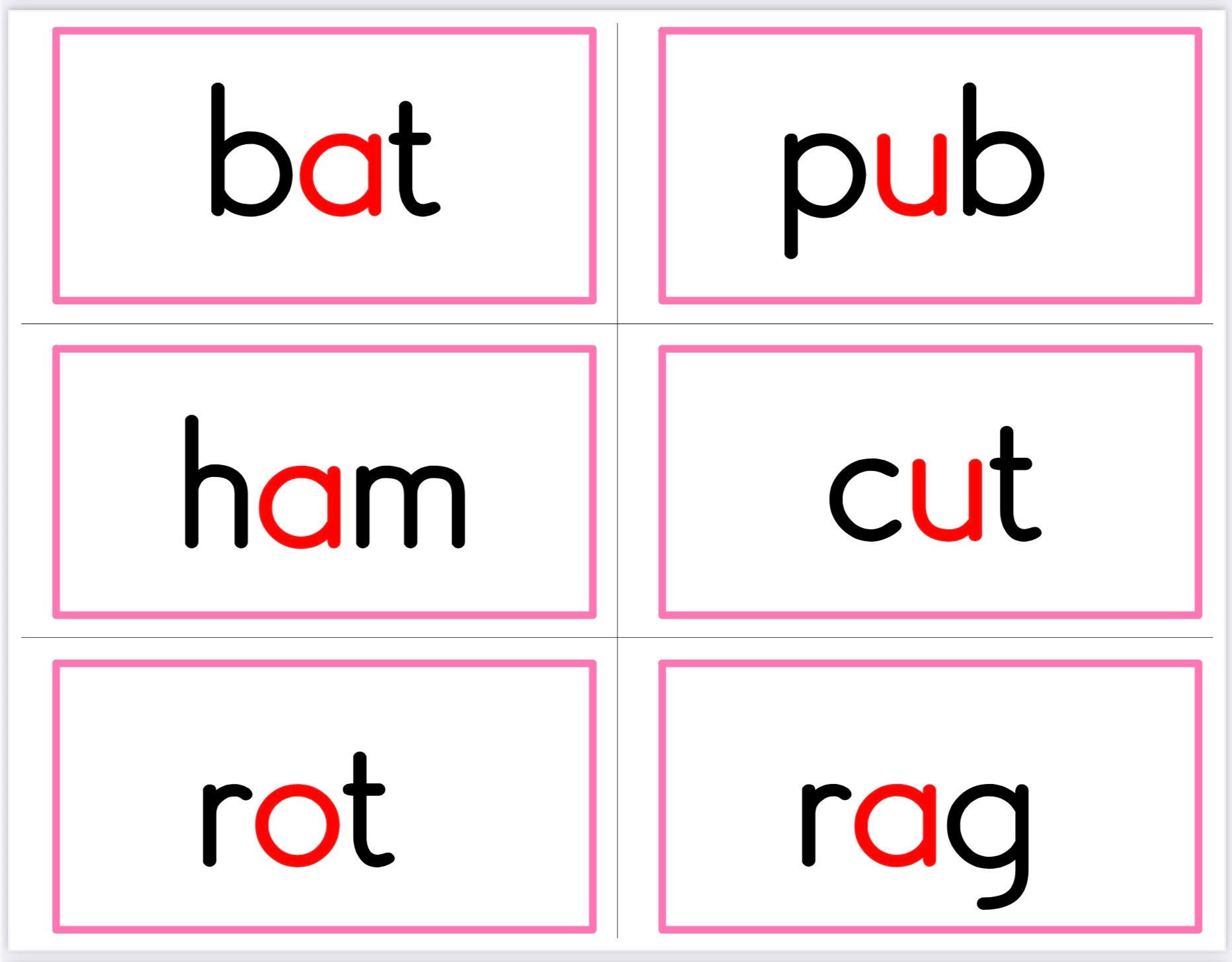 Pink Series - 24 CVC Word Families Booklets- Montessori Material for ...