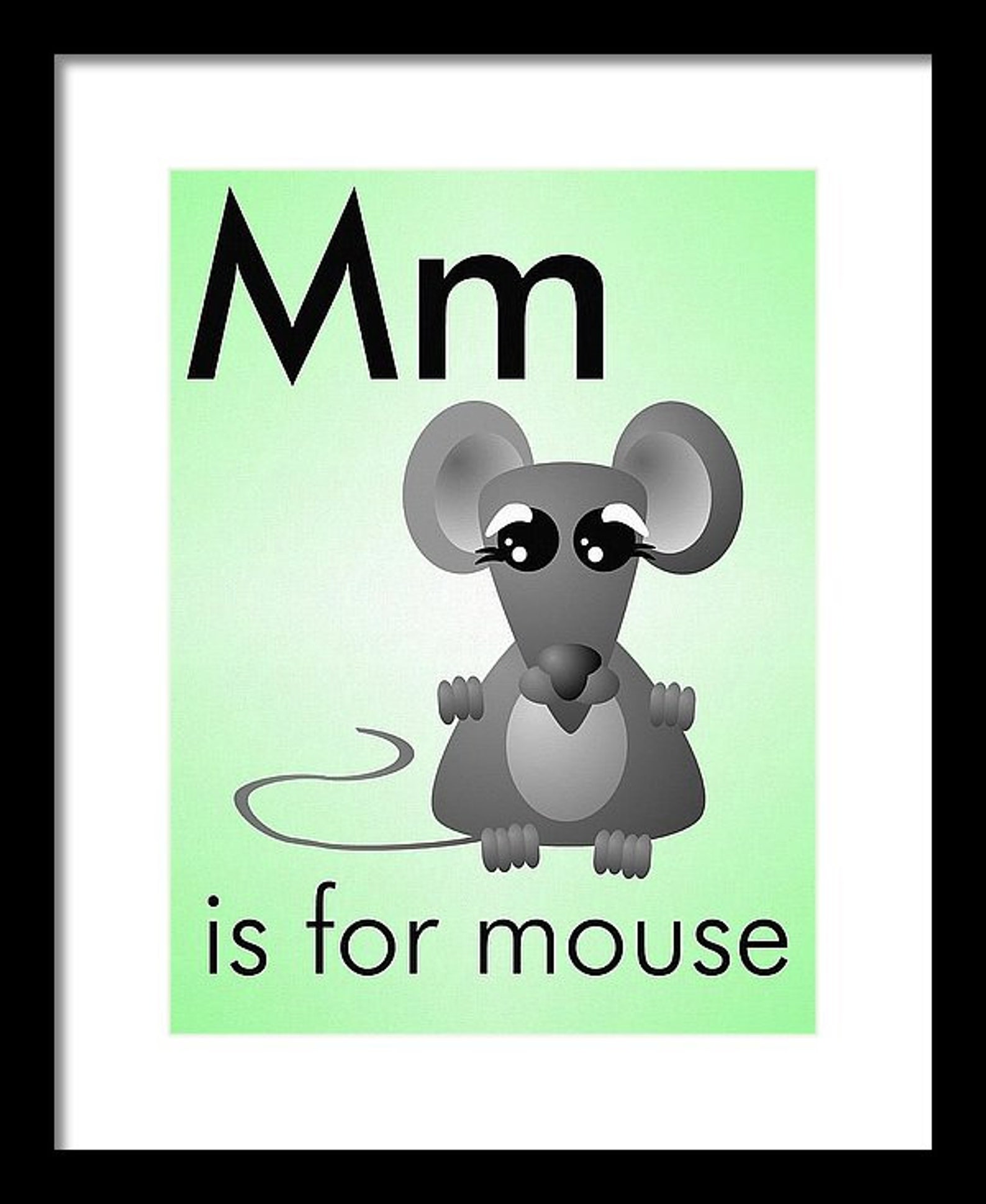 M is for Mouse Wall flashcards Nursery print Instant - Etsy France