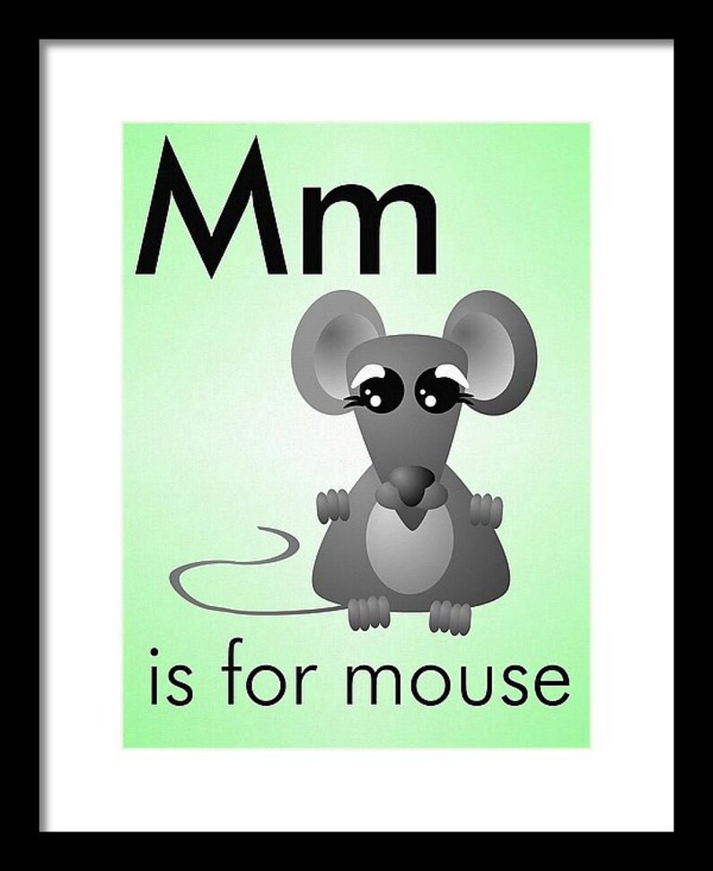 M is for Mouse, Wall Flashcards, Nursery Print, Instant Download, Kids ...
