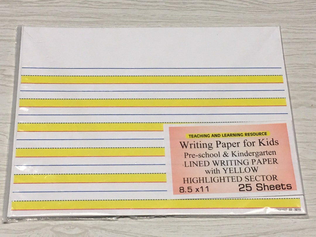 Lined Writing Paper for Kids – Yellow Highlighted, 25 Sheets - Etsy