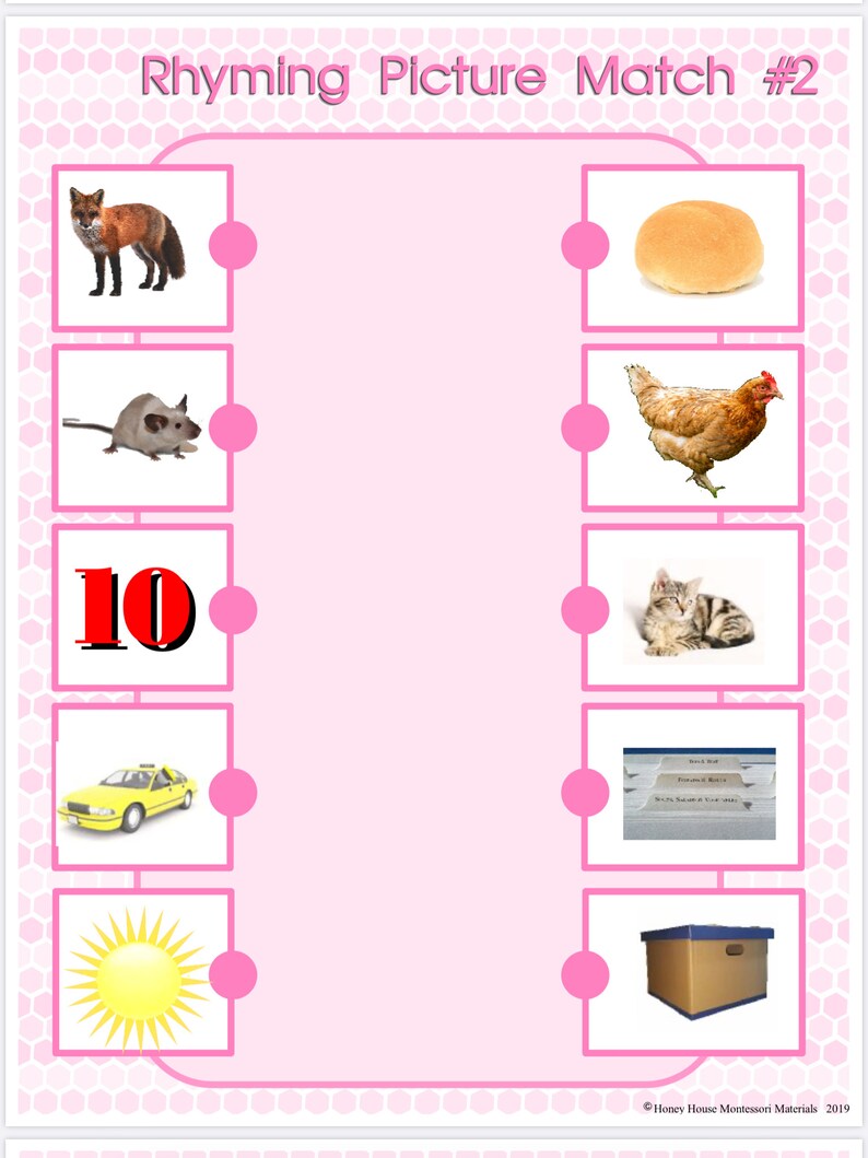 PINK SERIES | Montessori Activity - Rhyming Picture Match | Educational ...
