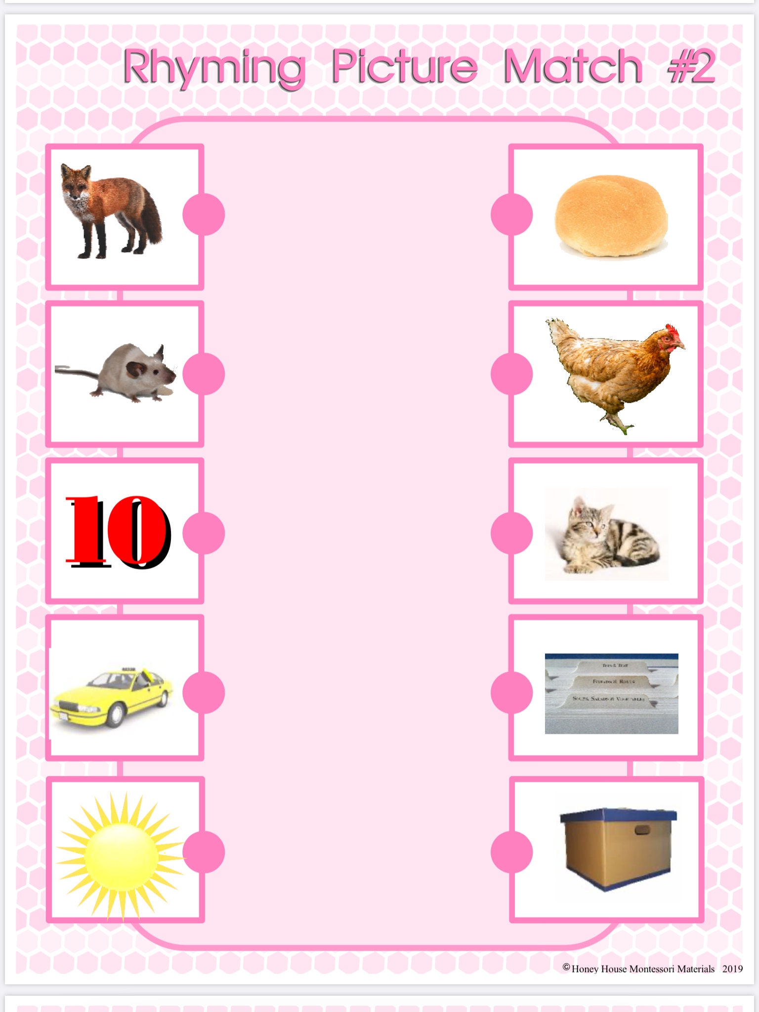 PINK SERIES Montessori Activity Rhyming Picture Match - Etsy