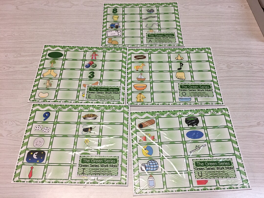 The Green Series - Complete - Vowel Set - Laminated Mats and Card Sets ...