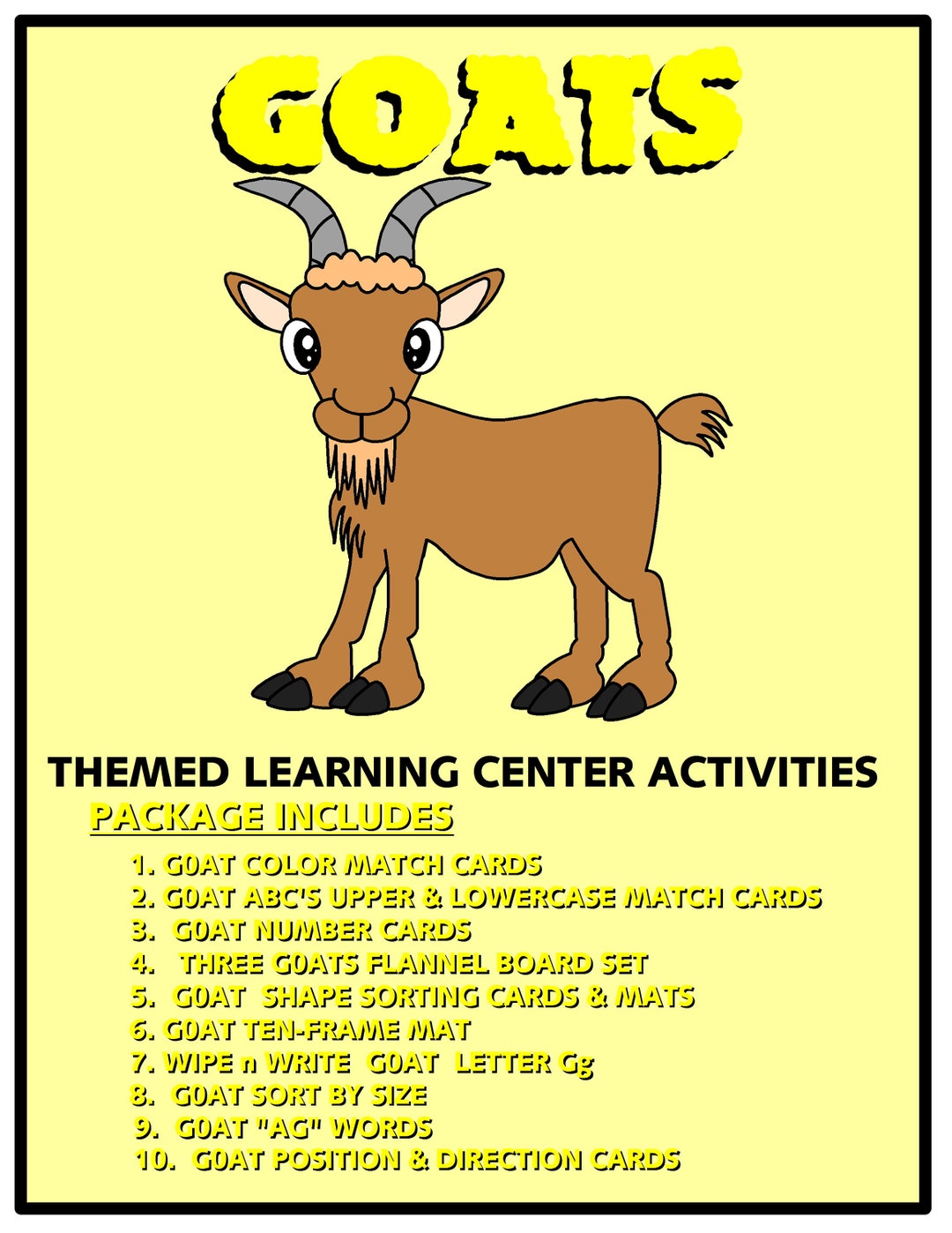 INSTANT DOWNLOAD - Goats - Themed Activities Package for Learning ...
