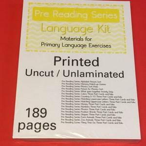 Pre Reading Series - Language Kit - Montessori Materials- (PRINTED ...
