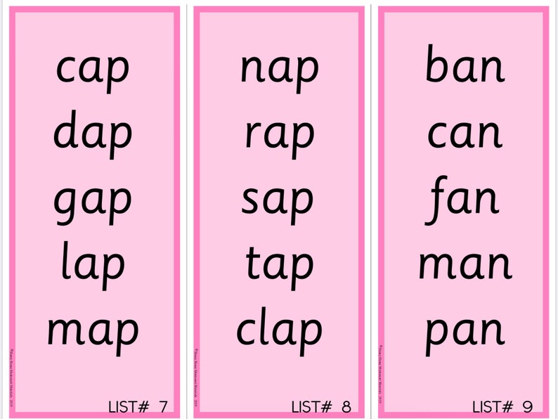 PINK SERIES | Montessori Activity - Word List | Educational Material ...