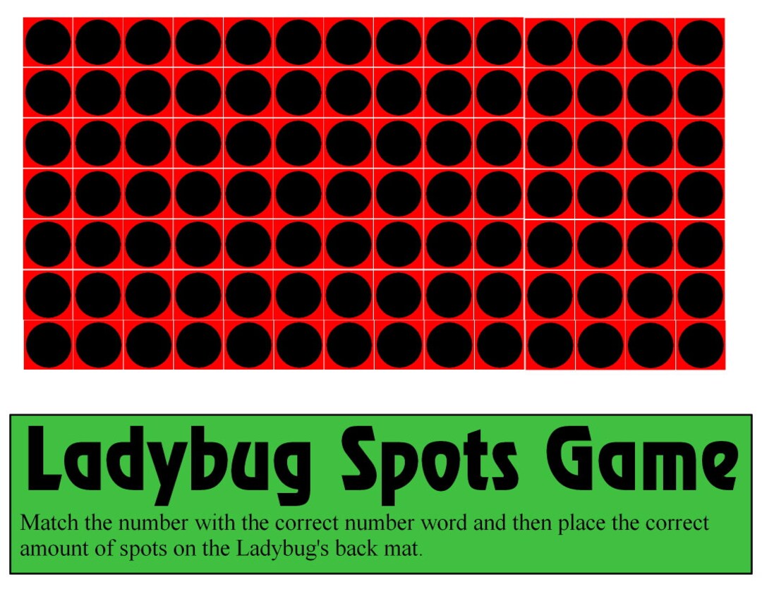 Ladybug Spots Game: Preschool Learning Activity (instant Download) - Etsy