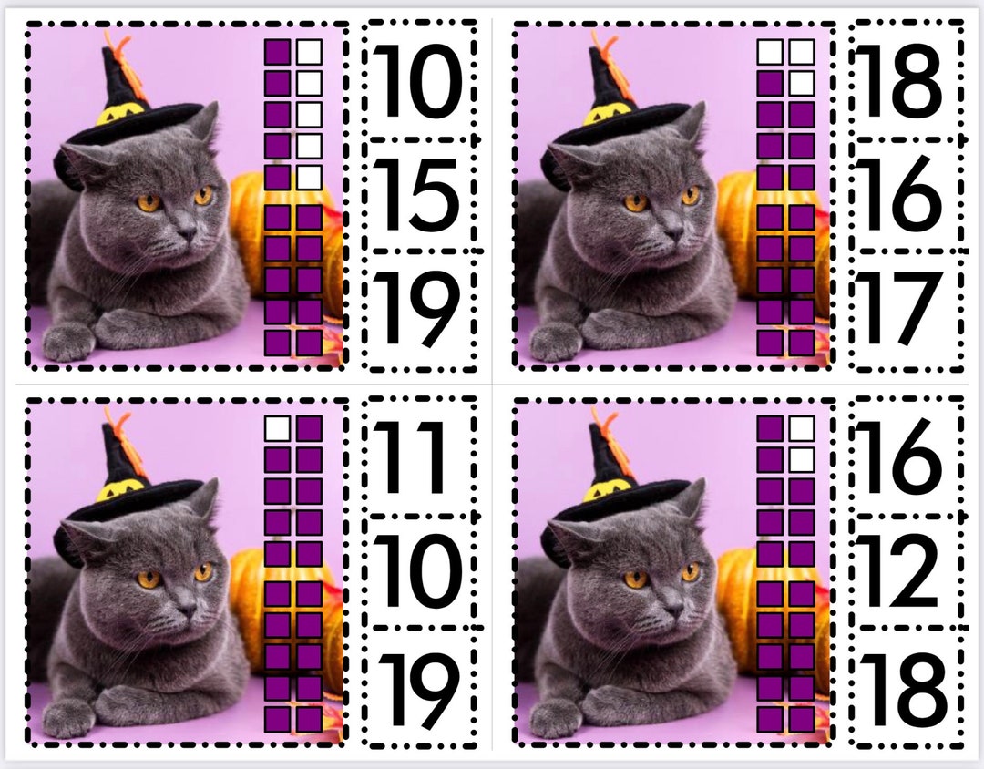 Kitty Cat Witch - Counting 1-20 - Cards for Learning Center 40 Clothes ...