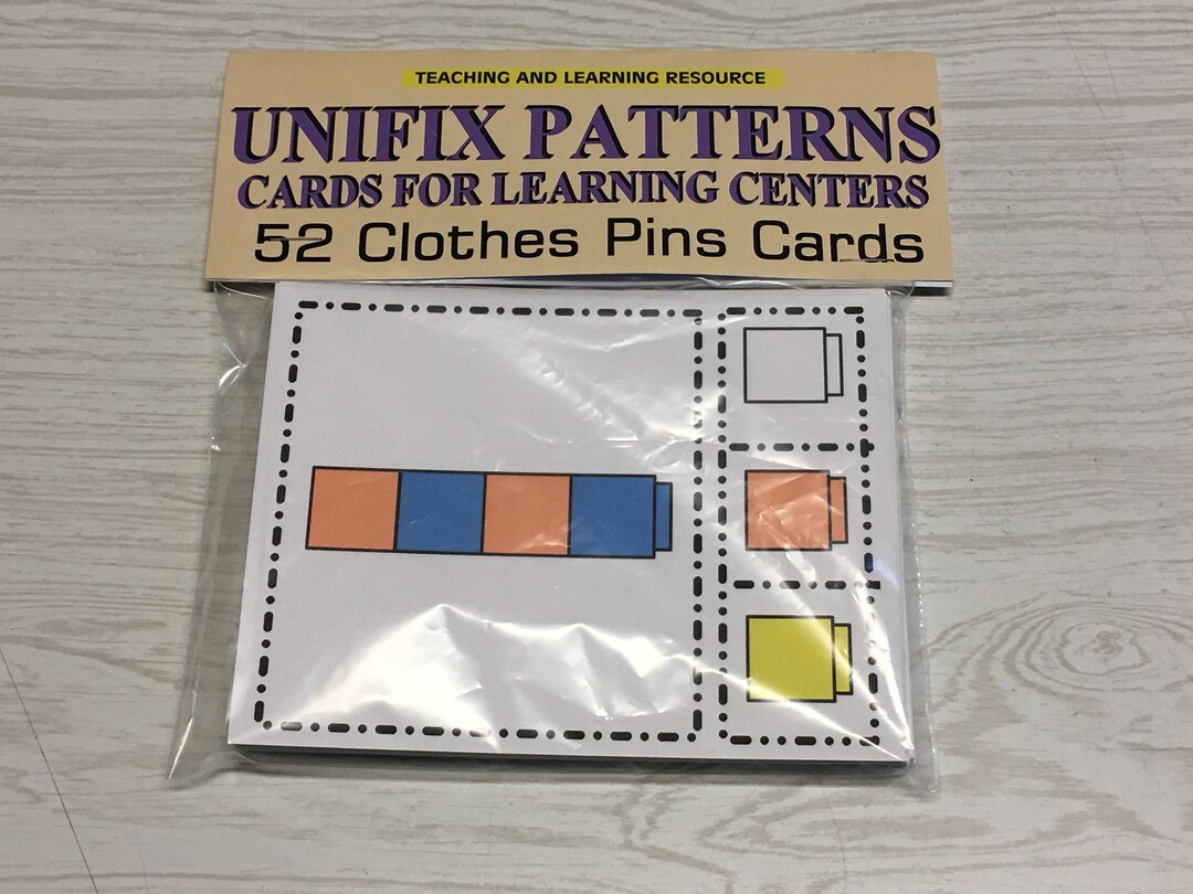 Unifix Pattern Cards: Learning Center Activity (52 Clothes Pin Cards ...