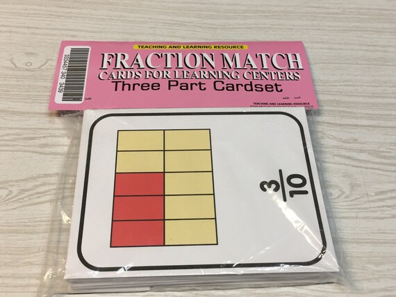 Fractions Match Cards for Learning Center Three Part Cards | Etsy