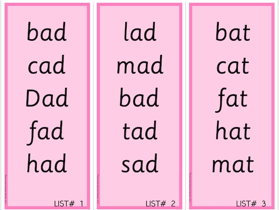 PINK SERIES Montessori Activity Word List Educational | Etsy