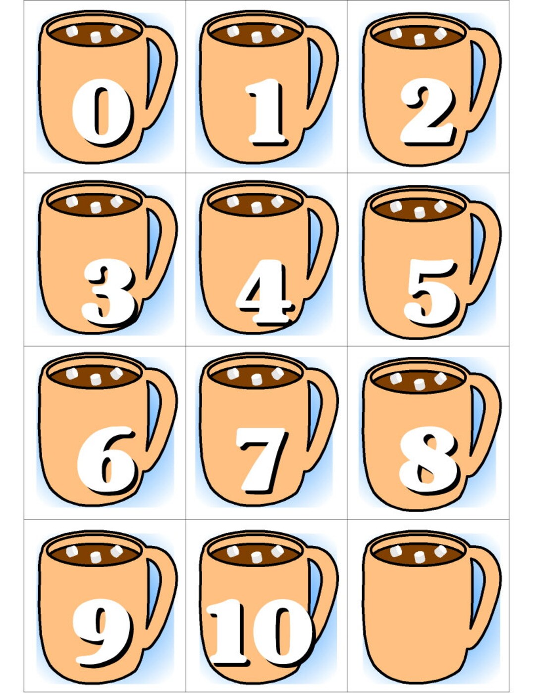 INSTANT DOWNLOAD Hot Cocoa 0-10 Number Cards Perfect for - Etsy Italia