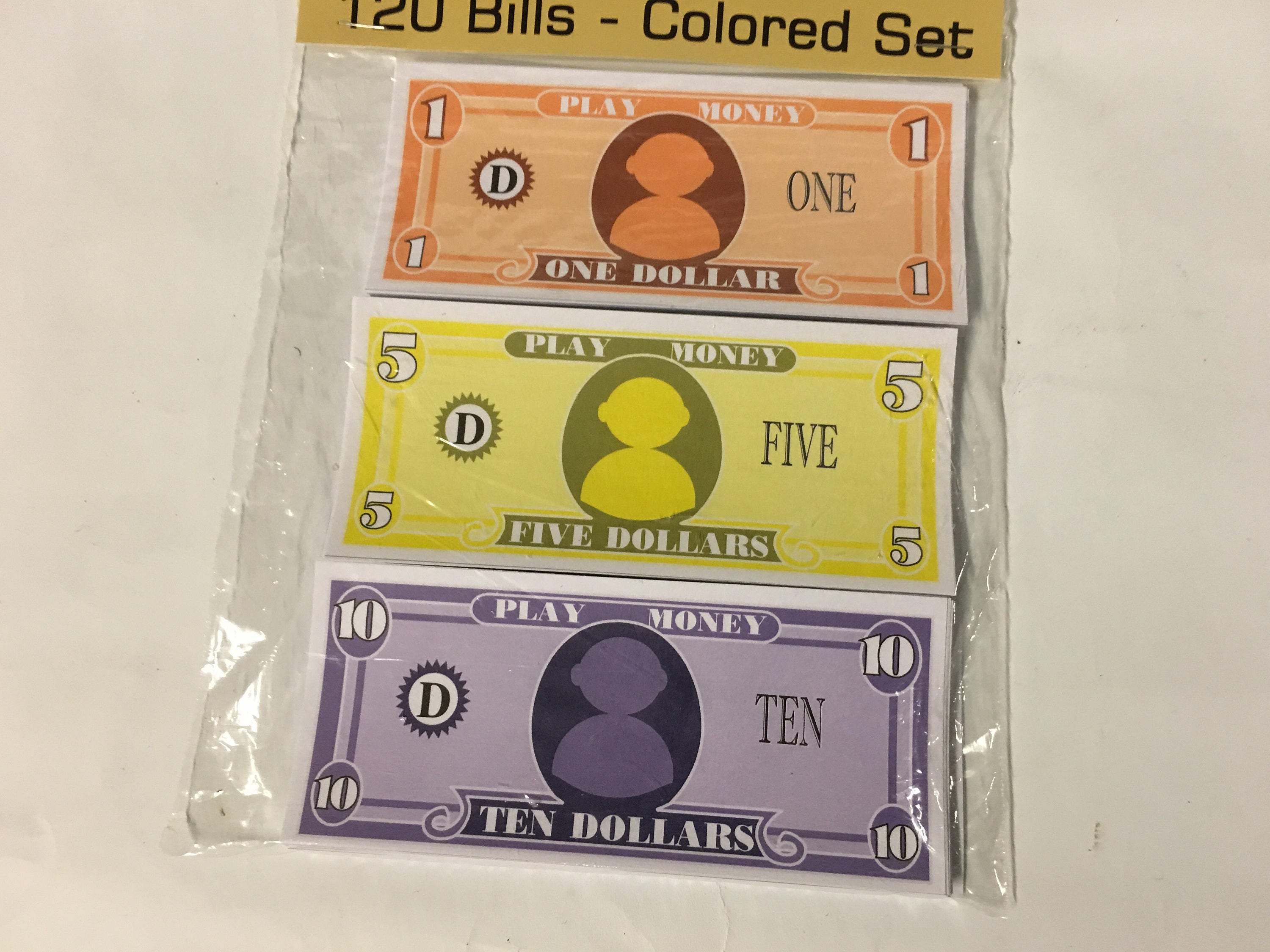 Play Money - Play Money for Learning Center - 120 Bills Colored Set ...