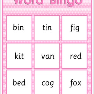PINK SERIES | Montessori Activity - Word Bingo With Picture Cards ...