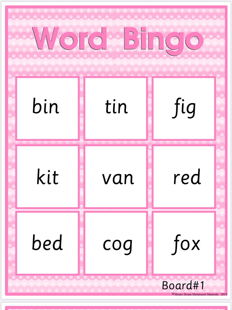 PINK SERIES | Montessori Activity - Word Bingo With Picture Cards ...