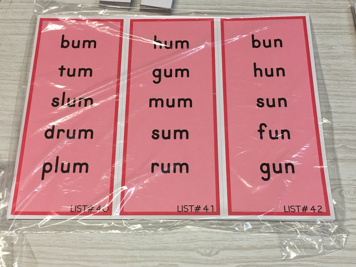 The Pink Series - Word Lists (42 Lists of 5 Words Each) - Montessori ...