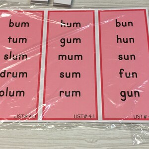 The Pink Series - Word Lists (42 Lists of 5 Words Each) - Montessori ...