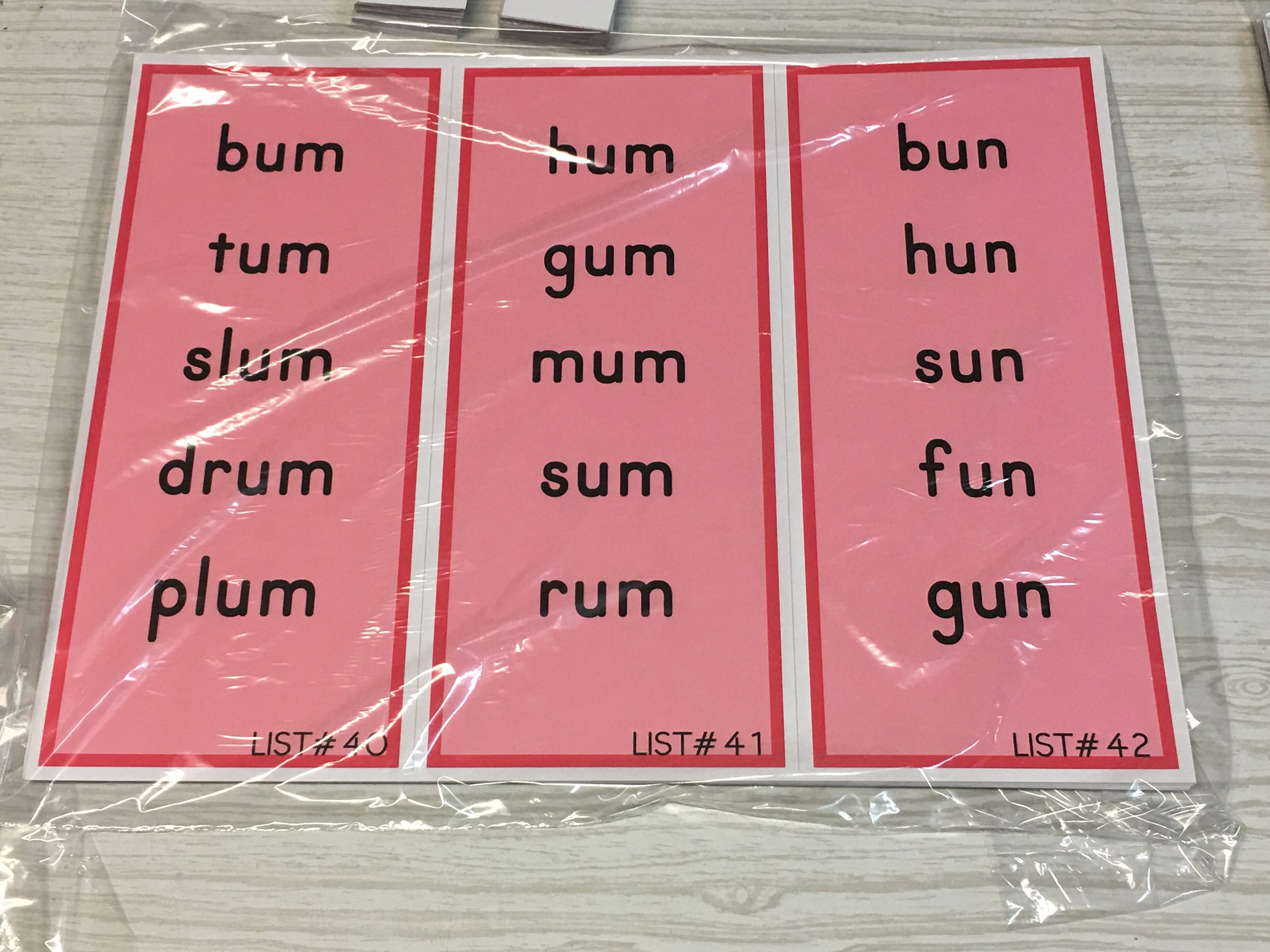 The Pink Series - Word Lists (42 Lists of 5 Words Each) - Montessori ...