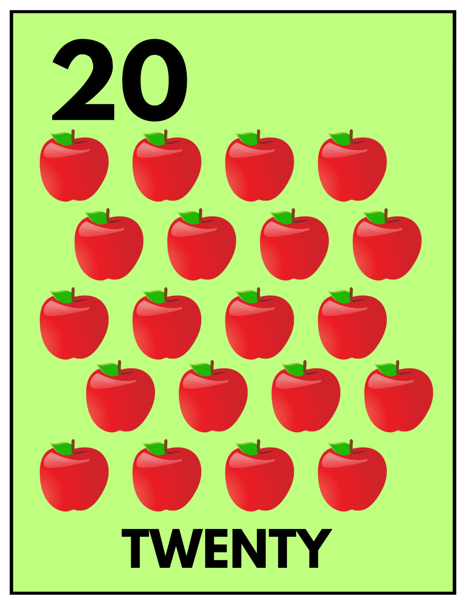 20 Printable Numbers Posters for Numbers 1-20. Wall Charts Classroom ...