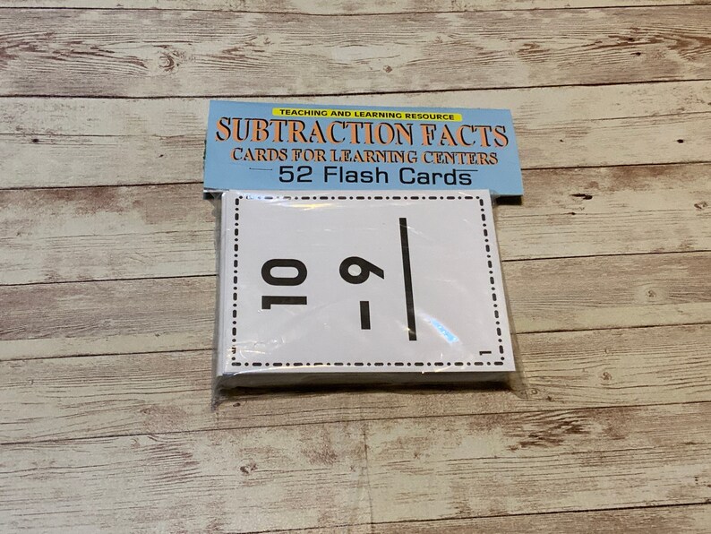Subtraction Facts - Cards for Learning Center - 52 Flash Cards ...