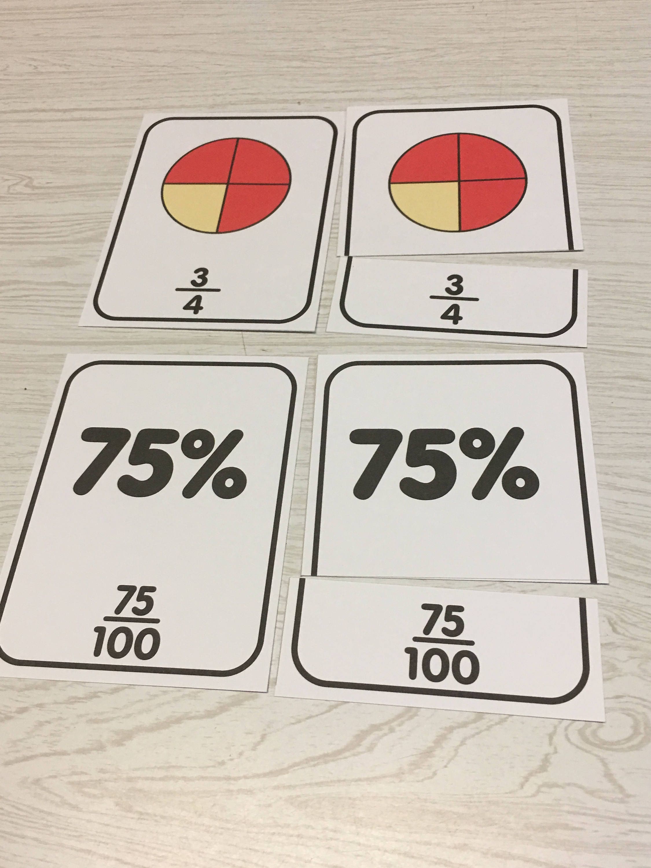 Fractions Match: Three Part Card Set for Learning Centers - Etsy