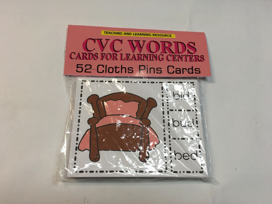 CVC Word Cards: Learning Center Activity, 52 Clothespin Cards - Etsy