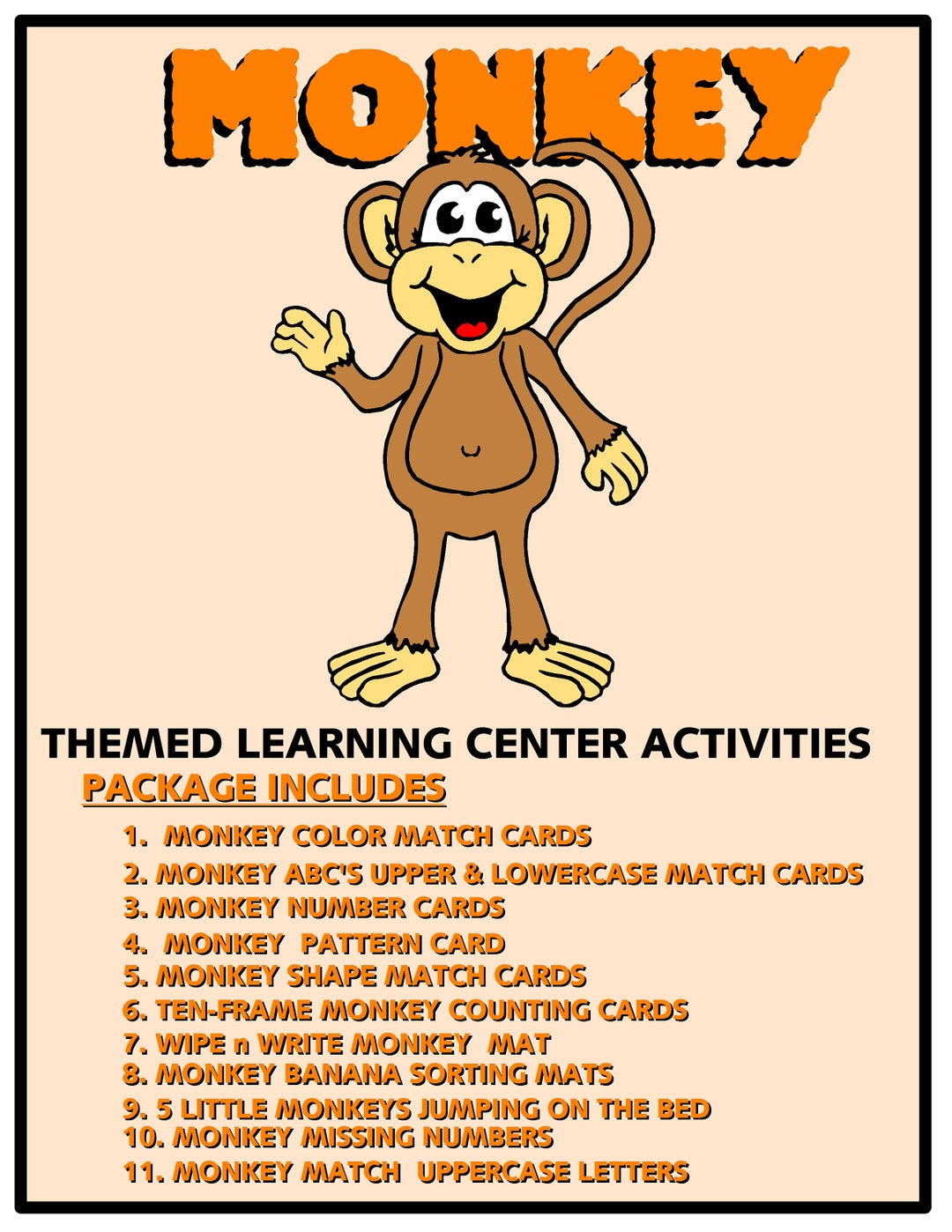 Monkey Theme Learning Activities: Preschool Kindergarten Homeschool ...