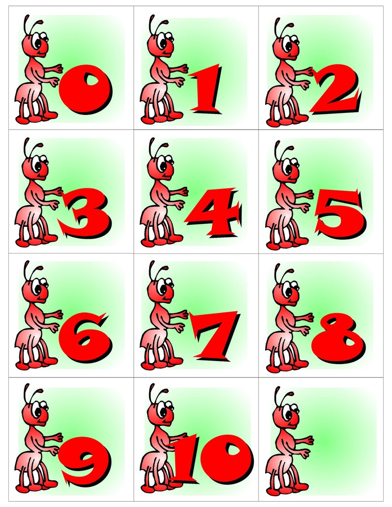 Ant Number Cards 0-10: Preschool Learning Resource (instant Download ...
