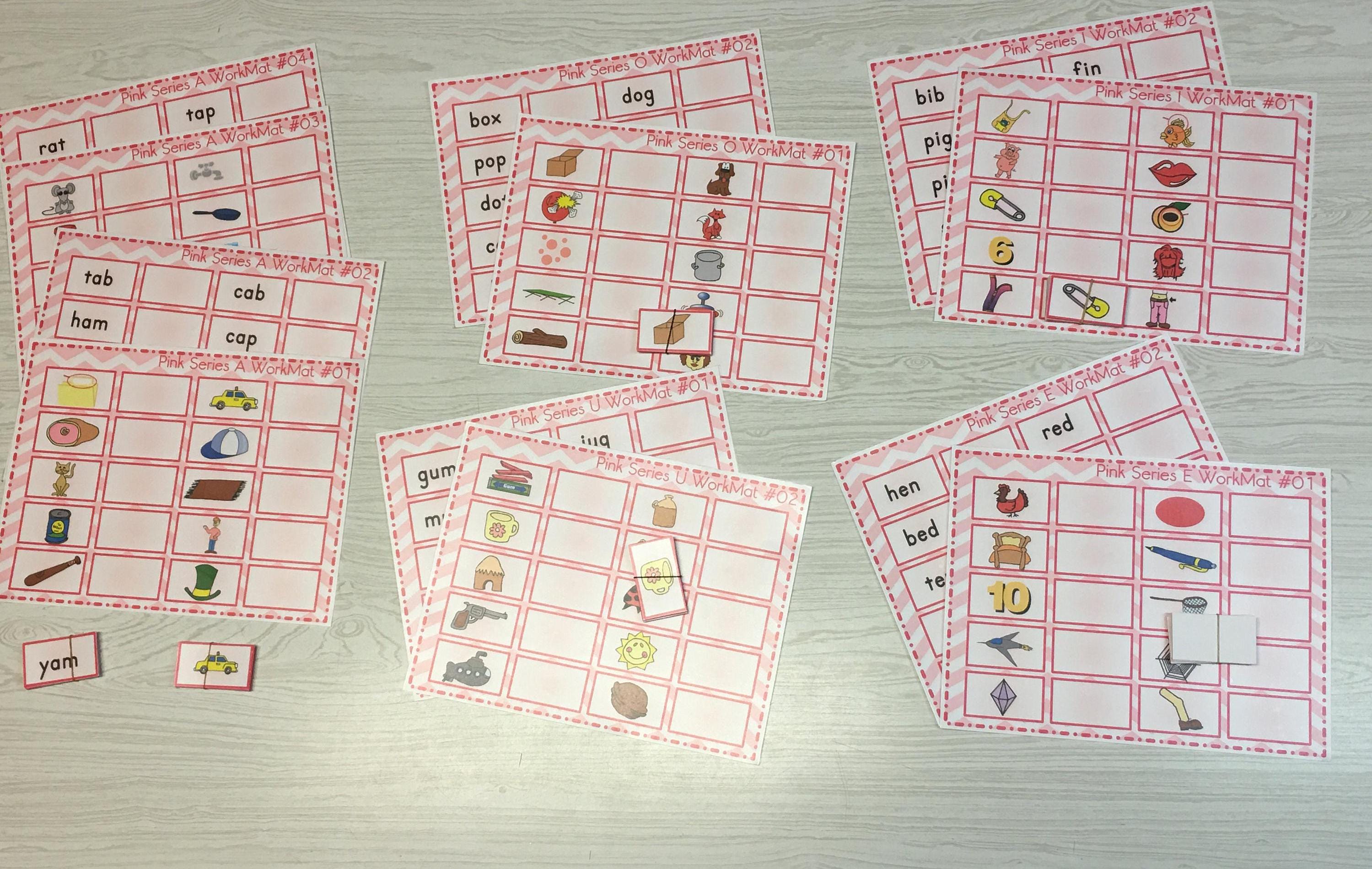 The Pink Series - Complete - Vowel Set - Laminated Mats and Card Sets ...