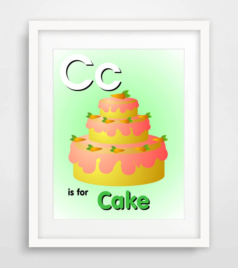 Cc is for Cake, Wall Flashcards, Nursery Print, Instant Download, Kids ...
