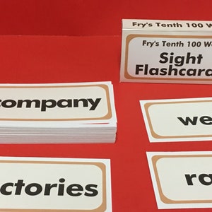100 Flashcards - Fry”s Sight Words - 10th Hundred Words Flash Cards - Etsy