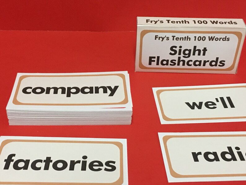 100 Flashcards - Fry”s Sight Words - 10th Hundred Words Flash Cards - Etsy
