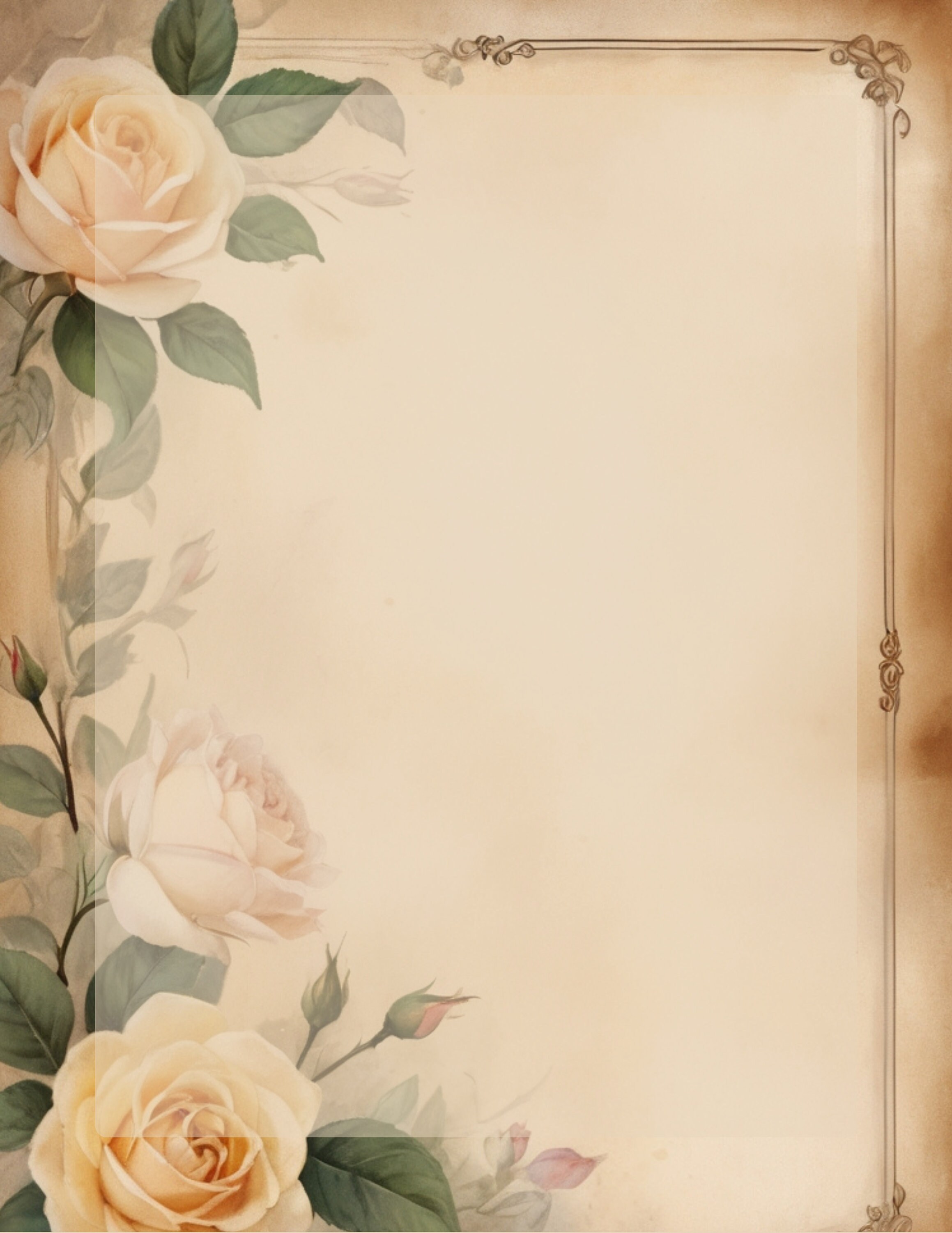 Watercolor Roses Letter Writing Bundle, Watercolors Printable ...