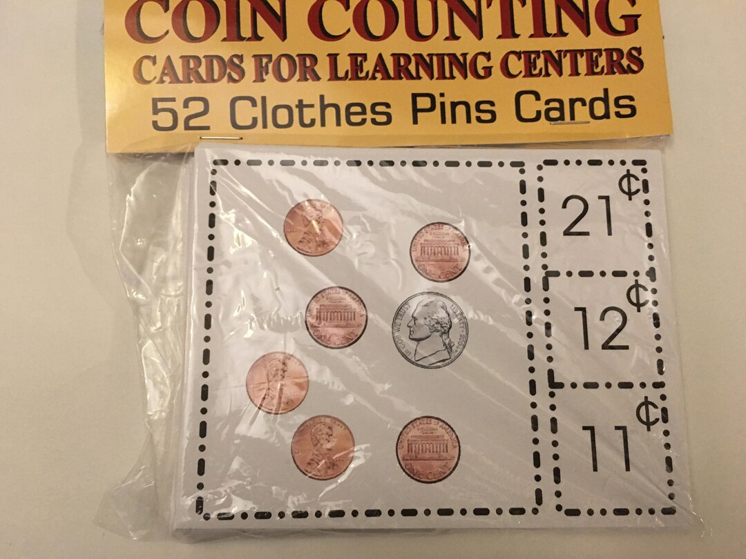 Coin Counting Cards: Learning Center Activity (52 Clothes Pin Cards) - Etsy