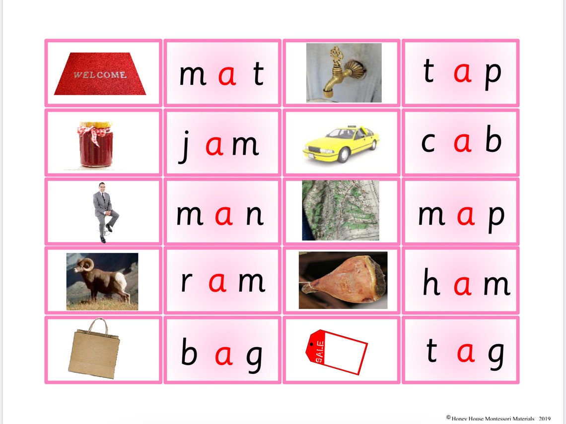 PINK SERIES | Montessori Activity - Vowel Work Mats Complete Set ...