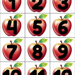 INSTANT DOWNLOAD - Apples - Numbers 0-31 Pocket Chart Cards Set for ...