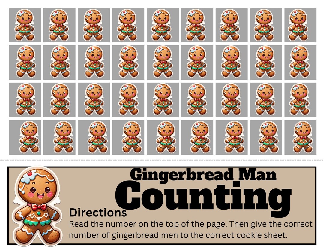 INSTANT DOWNLOAD - Christmas- Gingerbread Man Counting Math Center ...