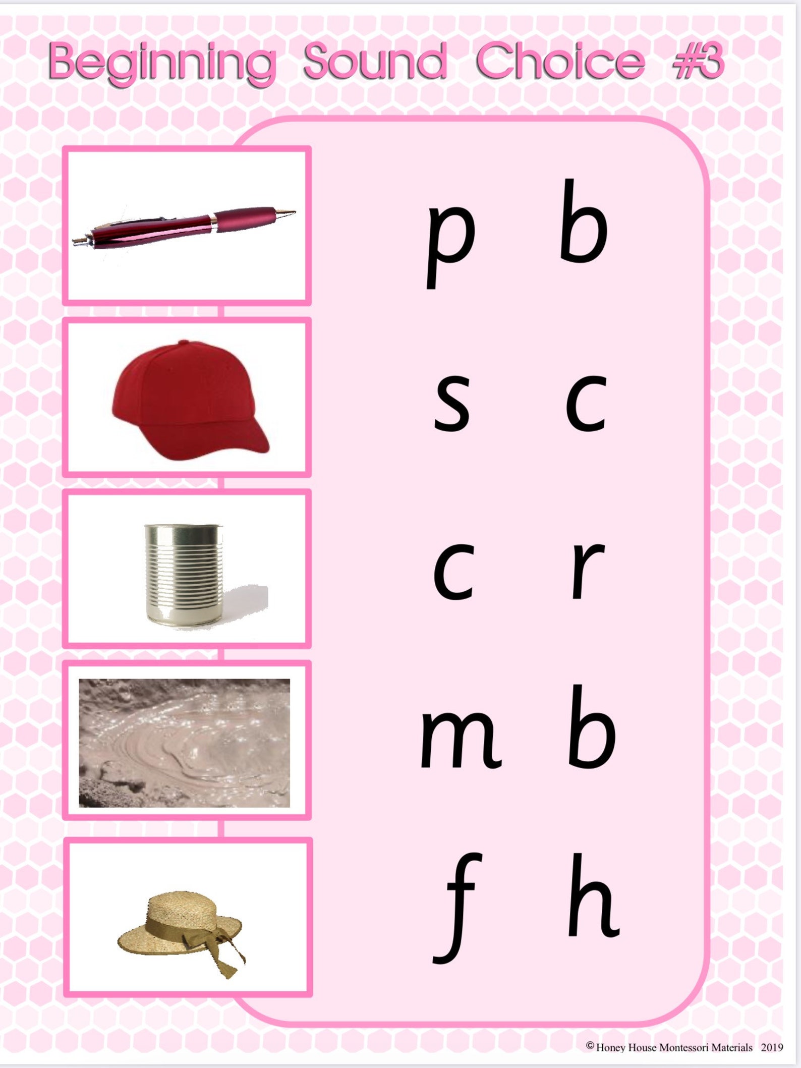 PINK SERIES Montessori Activity Beginning Sound Choice Educational ...