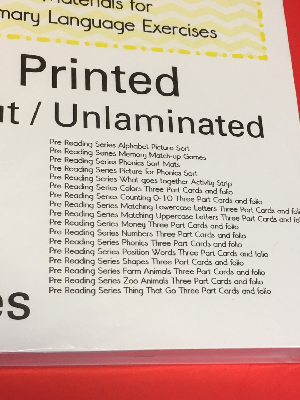 Pre Reading Series Language Kit Montessori Materials PRINTED Montessori ...