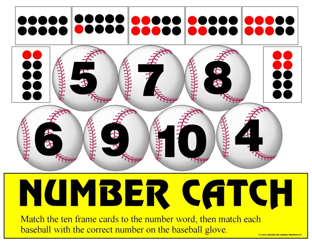 INSTANT DOWNLOAD - Baseball Number Catch Ten Frame - Activity Set for ...