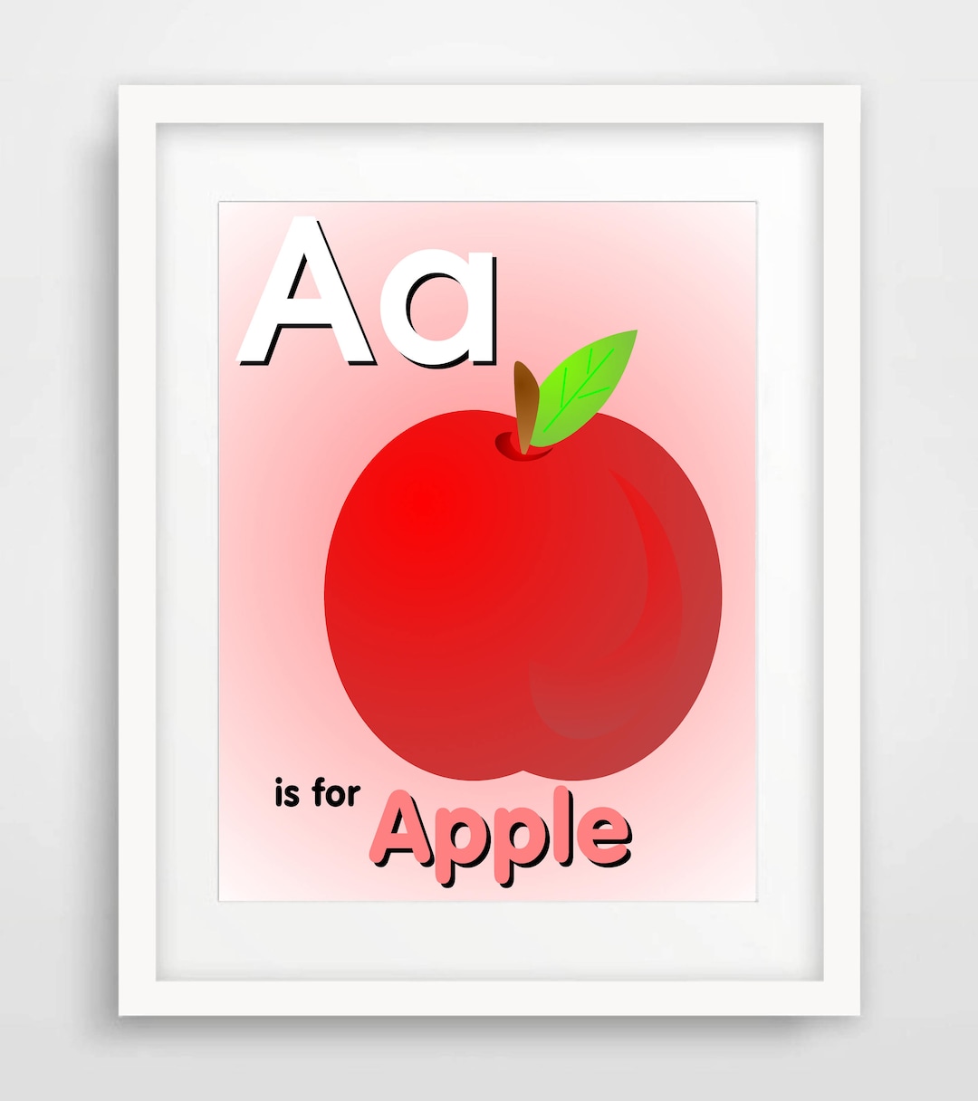 Aa is for Apple, Wall Flashcards, Nursery Print, Instant Download, Kids ...