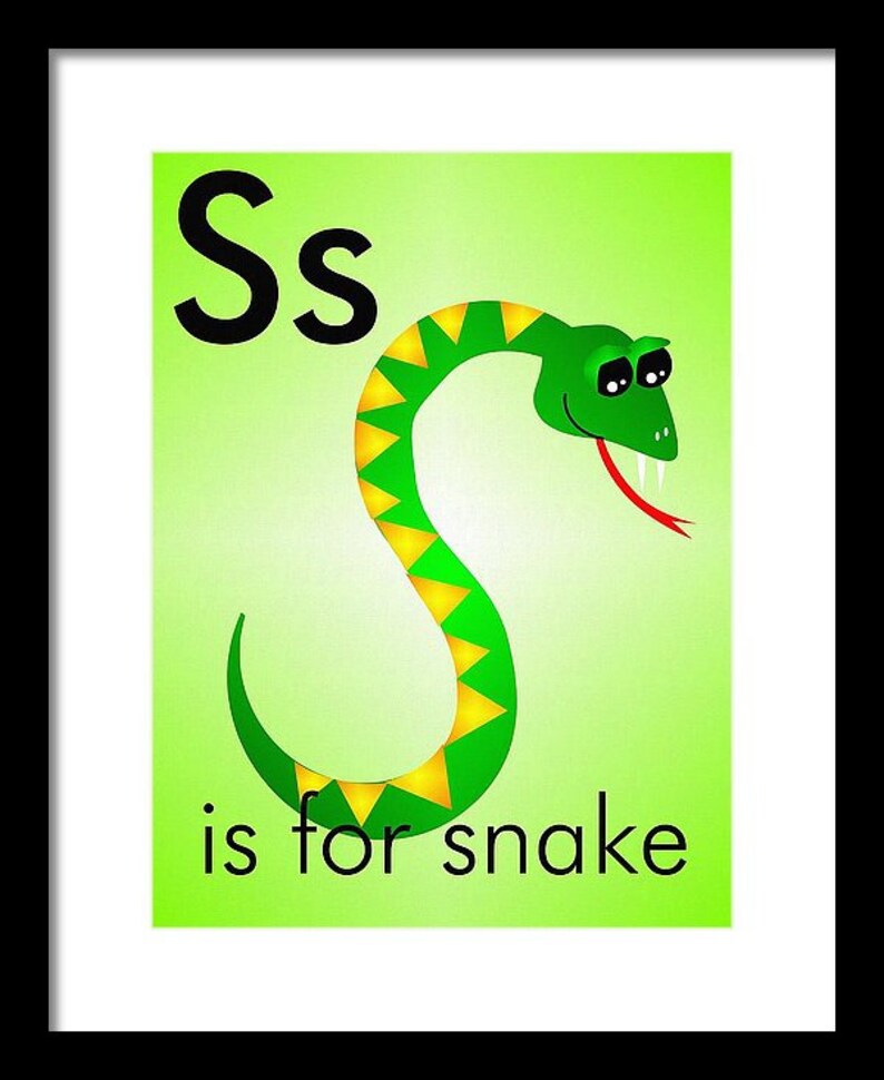 S is for Snake , Wall Flashcards, Nursery Print, Instant Download, Kids ...