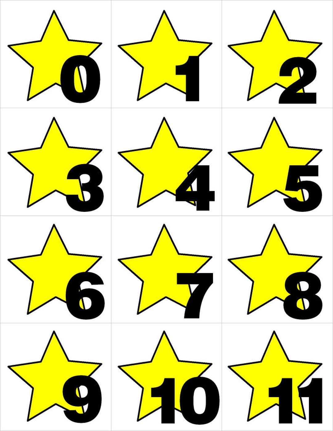 INSTANT DOWNLOAD - Yellow Star - Numbers 0-31 Pocket Chart Cards ...