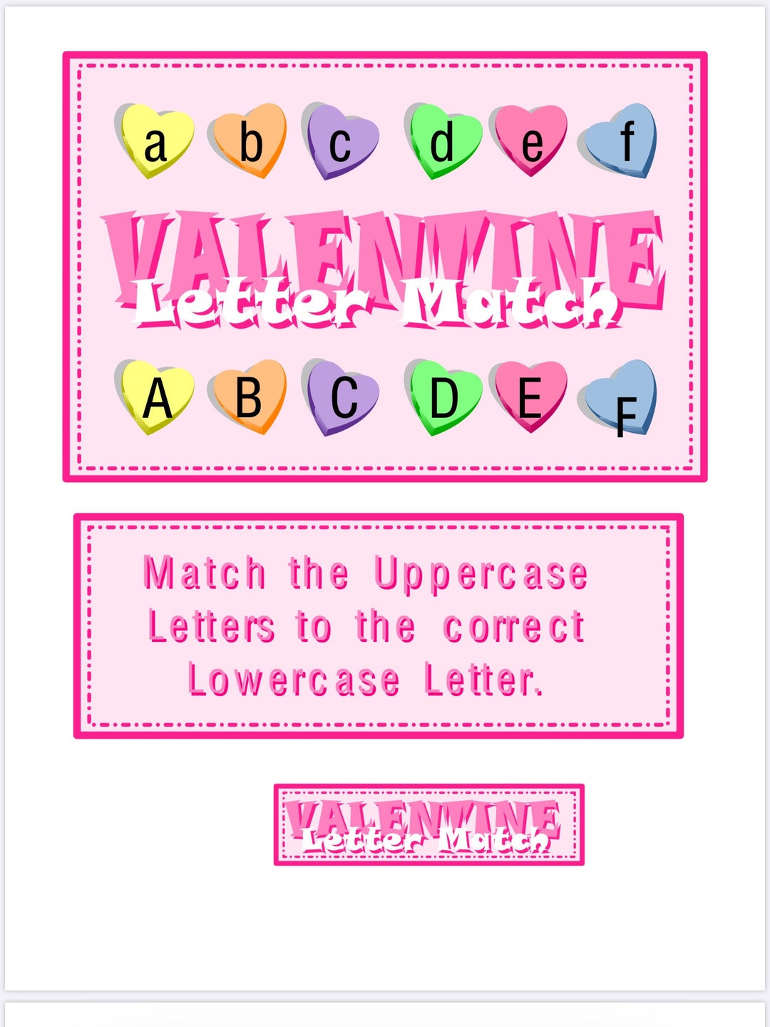 INSTANT DOWNLOAD - Valentine Letter Match - File Folder Game ...